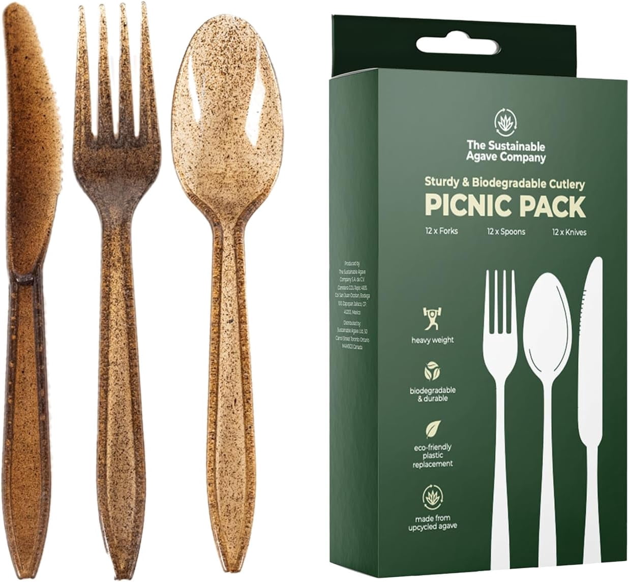 BESTKITTY Sustainable Agave Co - Agave ber Cutlery - 12 Sets / 36 ...