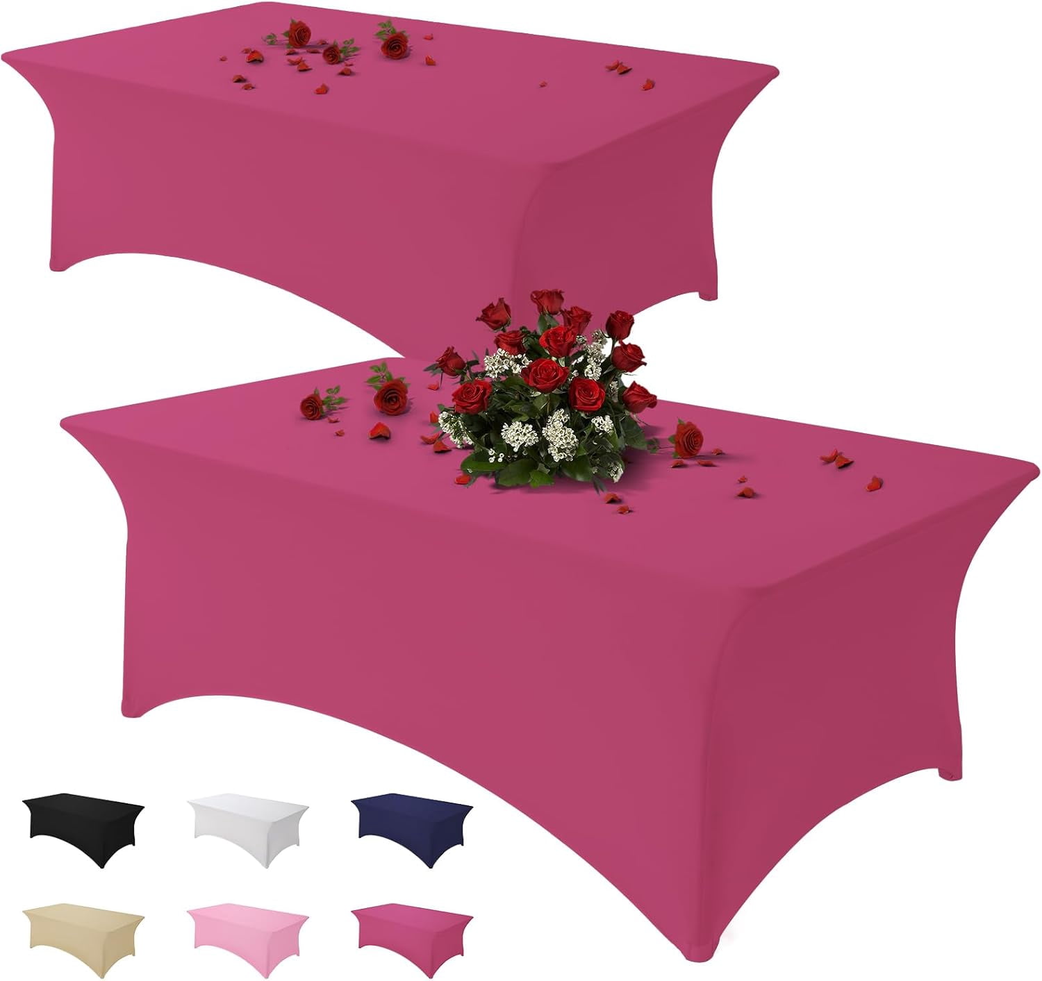 BESTKITTY Table Cloth 2 Pa Fusia 6FT Spandex Tablecloth for Rectangle ...