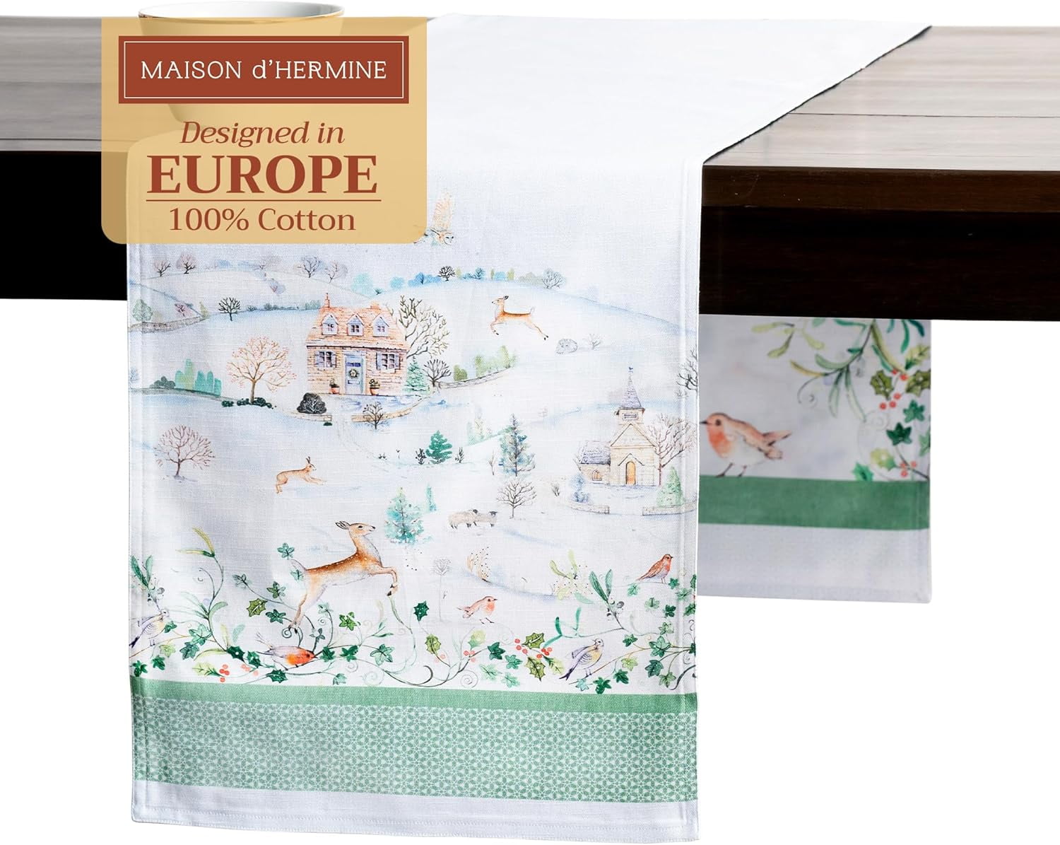 BESTKITTY Table Runner 100% Cn Double Layer Table Runners 108 ines Long ...