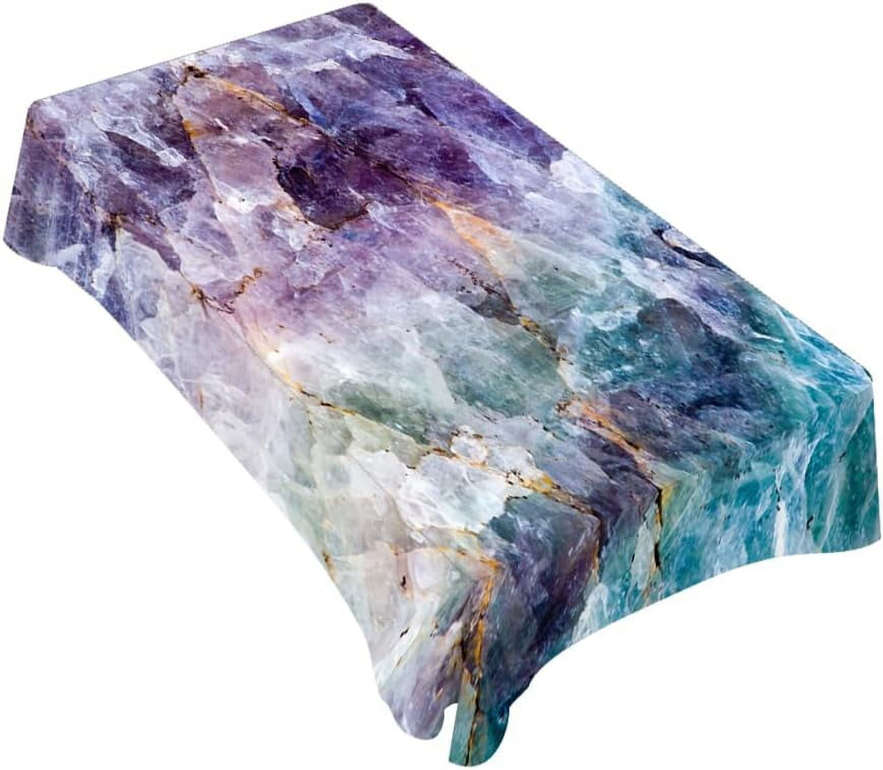 BESTKITTY Tablecloth Quartz Stone Blue Table Cloth Rectangle Table 52 x ...