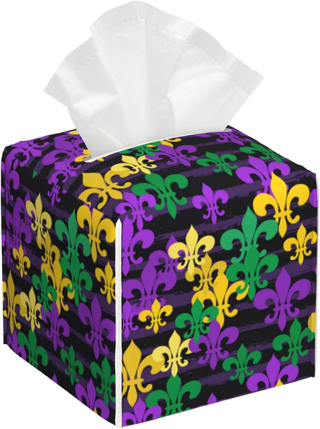 BESTKITTY Tissue Box Cover Holder, Mardi Gras Carnival PU Leather ...