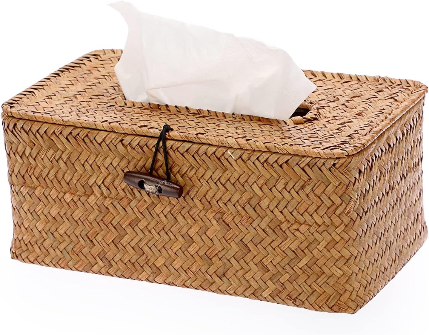 BESTKITTY Tissue Box Cover Rectangle Seagrass Tissue Box, Woven Tissue ...
