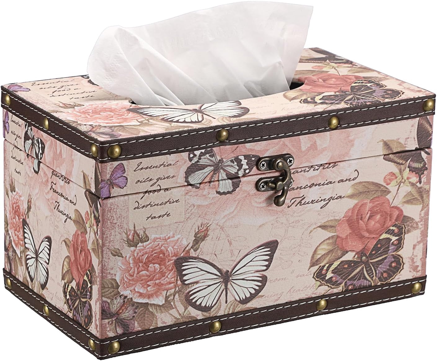 BESTKITTY Tissue Box Cover Rectangle Wood Tissue Box with Hinged Lid ...