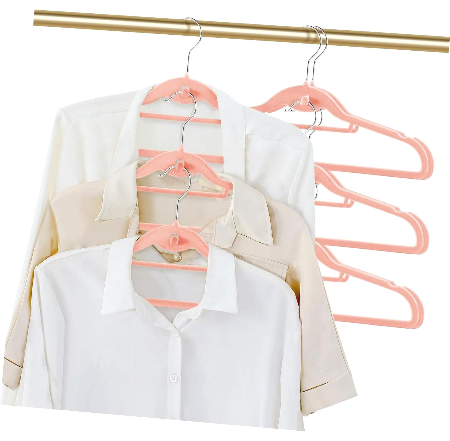 BESTKITTY Velvet Clothing Hangers Slim Stackable Non- Pink Suit Hanger ...