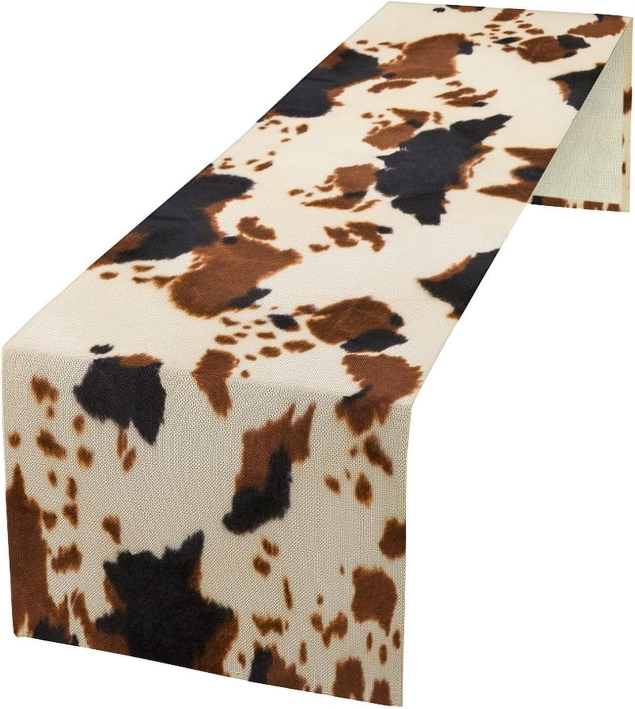BESTKITTY Vintage Cow Skin Print Table Runner, Rust Cottage Country ...