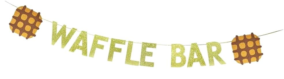BESTKITTY Waffle Bar Banner,Waffle Theme Party Sign,Birthday Food Table ...