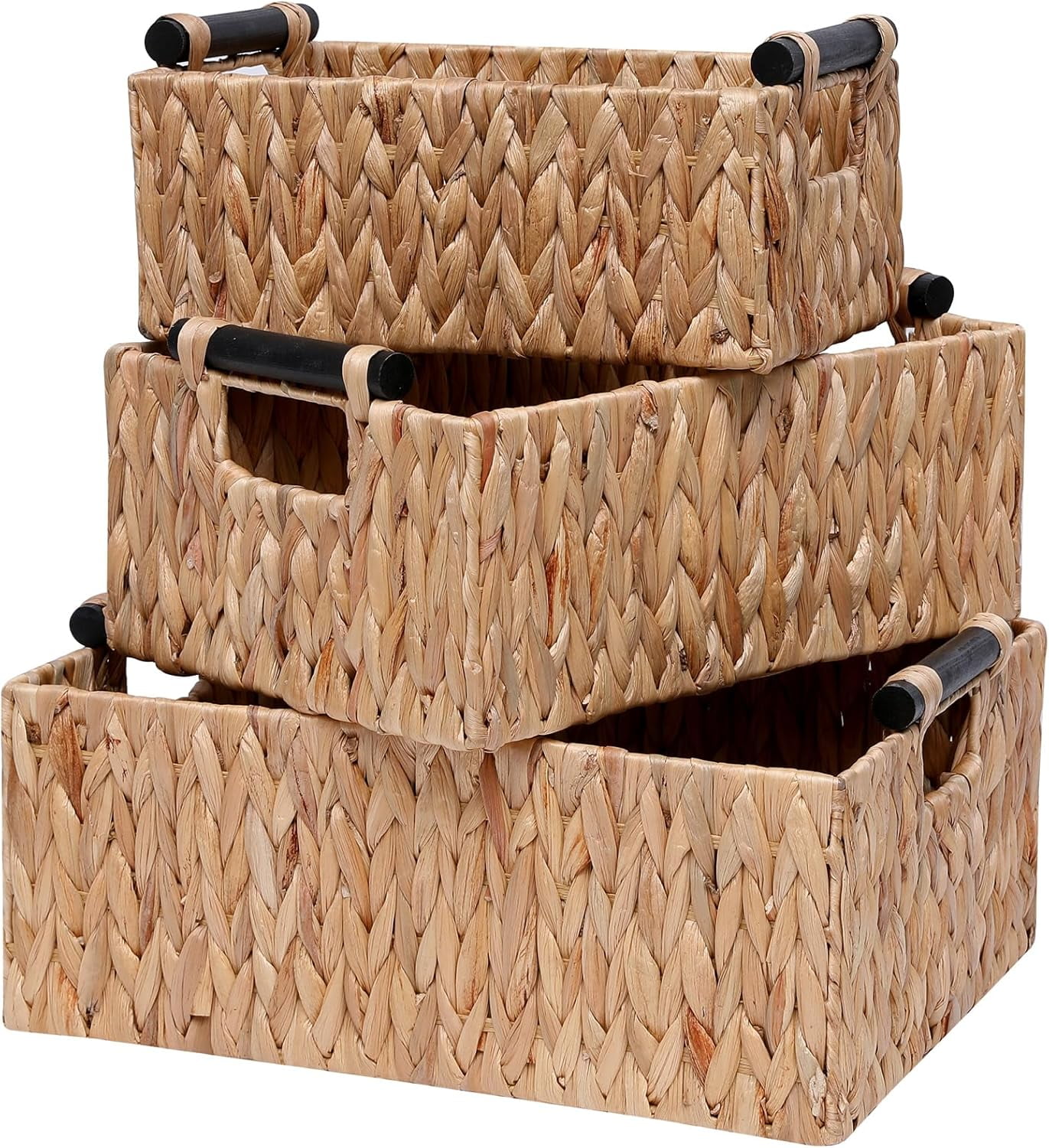 BESTKITTY Wer Storage Basket Shelf Bakets Hand-Woven Water Hyacinth ...
