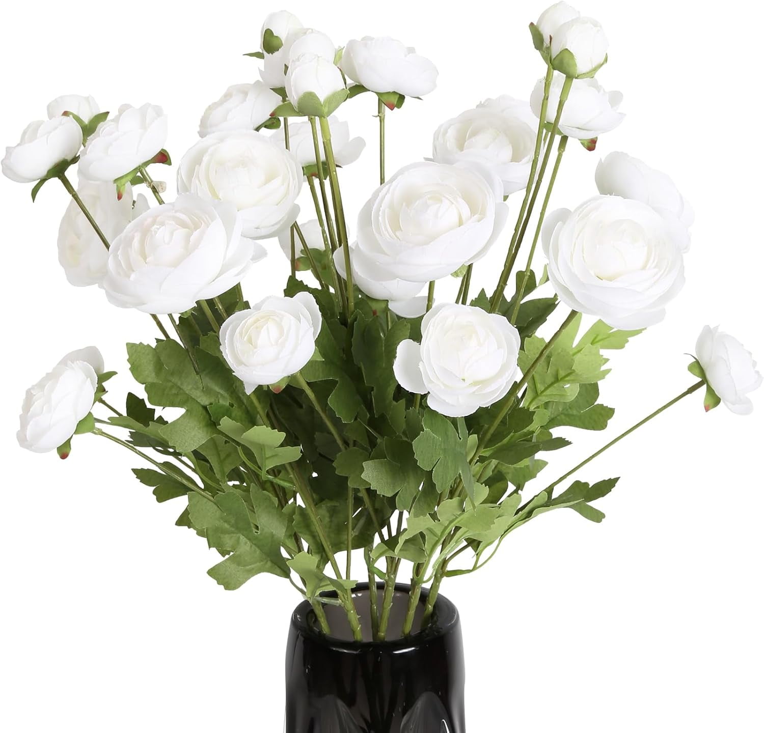 BESTKITTY White Artiial Ranunculus 8PCS 32Heads Silk Flowers Persian ...