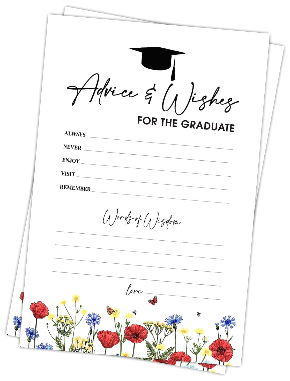 BESTKITTY Wild Floral Graduation Advice and Wishes , Set of 20 for ...