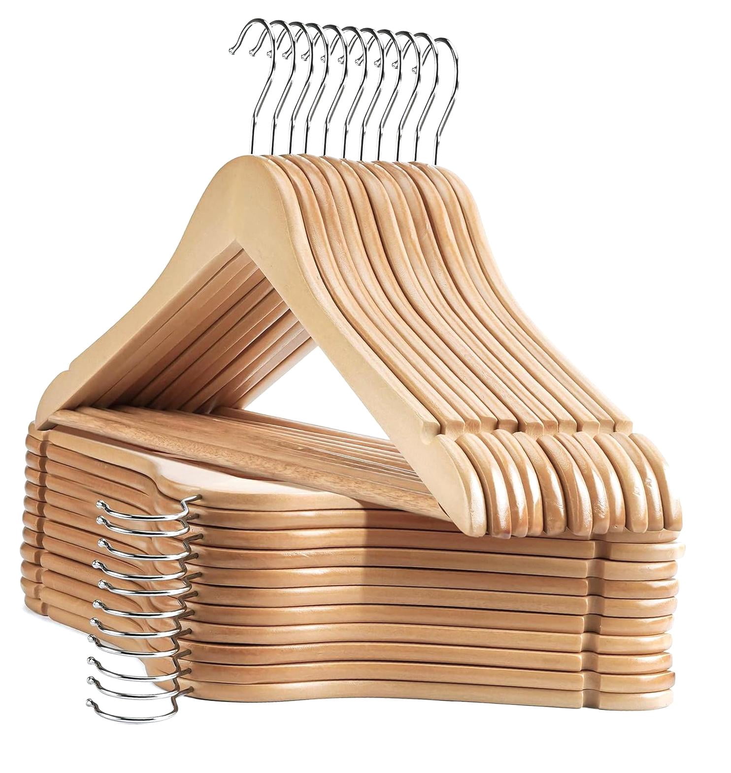 BESTKITTY Wooden Hangers 30 Pack Clothing Hanger for Everyday Use, Coat ...