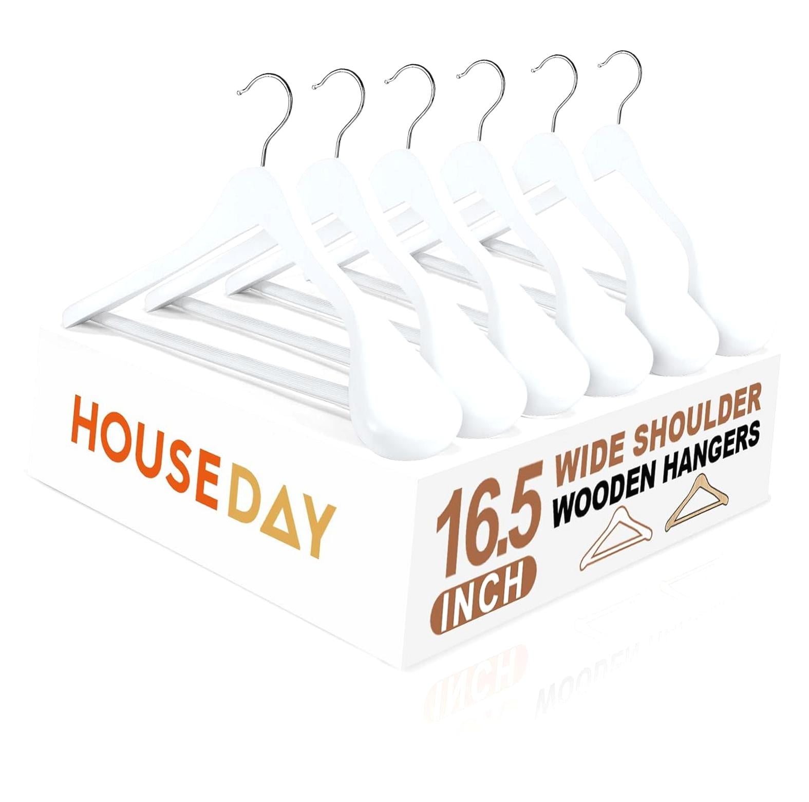 BESTKITTY Wooden Suit Hangers Set of 6, Heavy-Duty Broad Shoulder ...