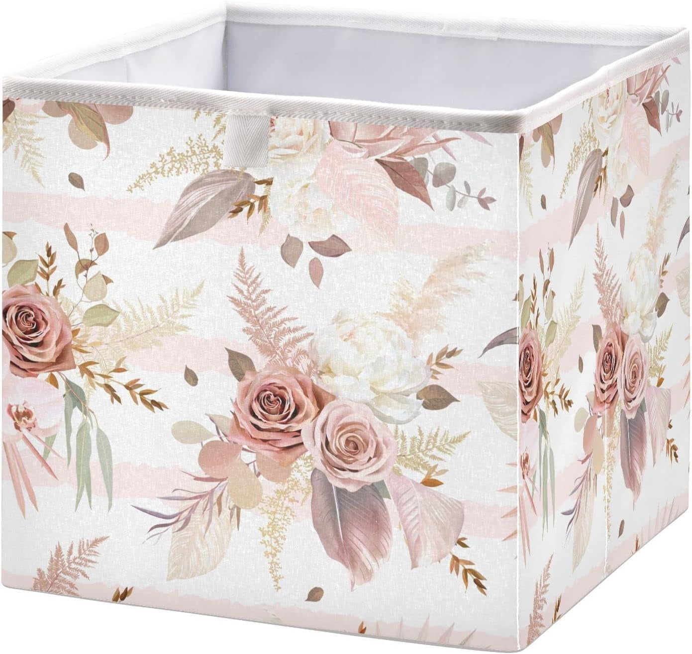 BESTKITTY aKu Rose Gold Flower Storage Bins 11 In Fabr Storage Baskets ...