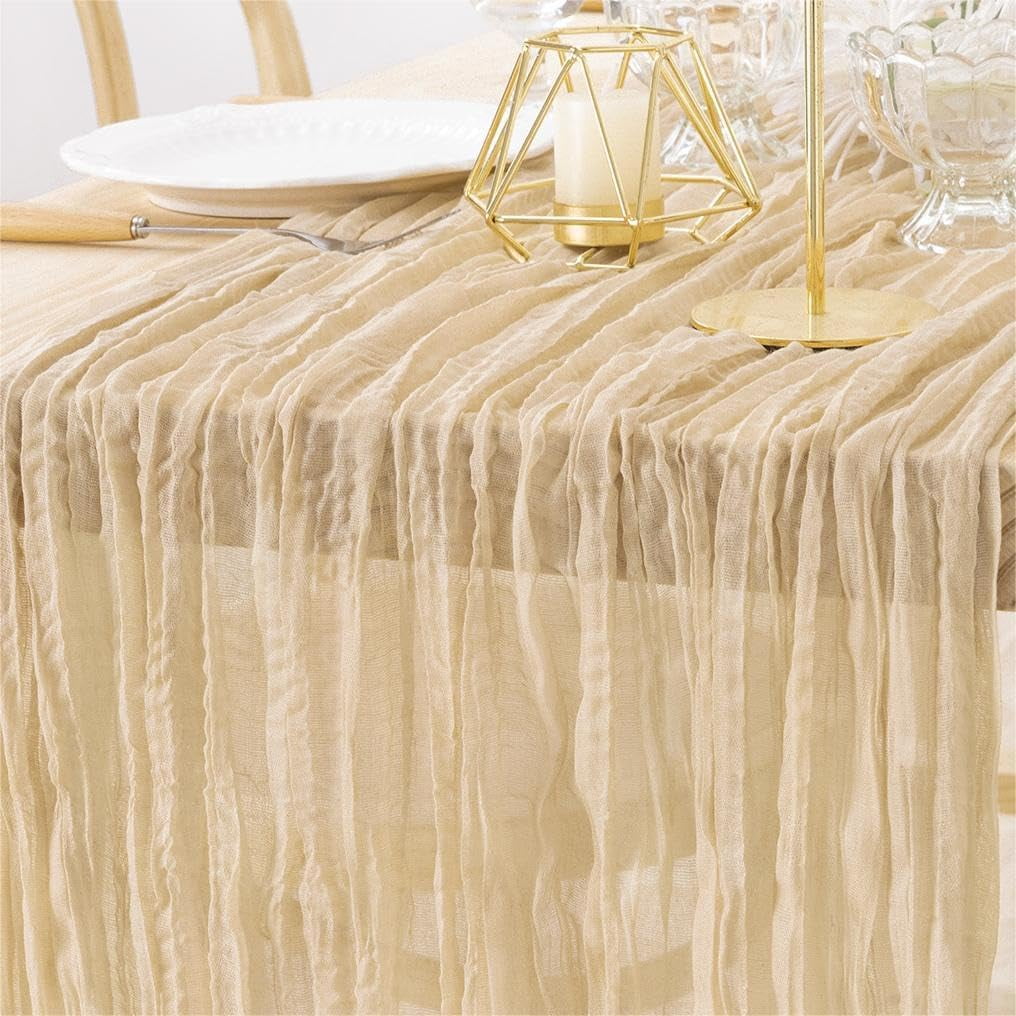 BESTKITTY ampagne Gold Table Runner eesecloth Boho eese Cloth Gauze 160 ...