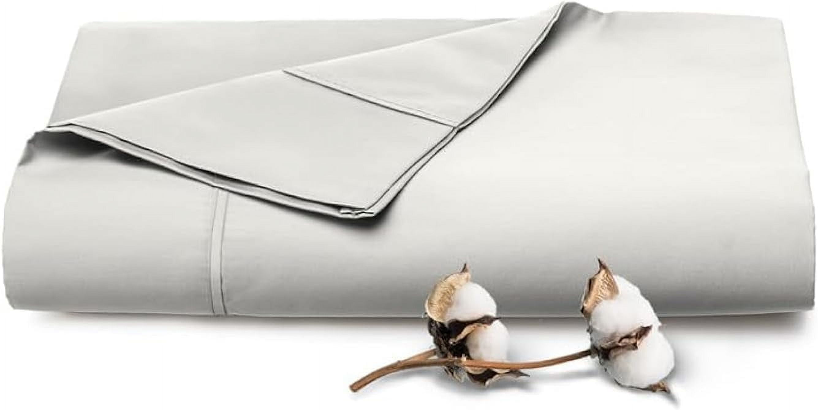 BESTKITTY e 100% Flat Sheets Only Queen (1 PC), Luxurious 400 Tead Count Long Stle Sateen with ...