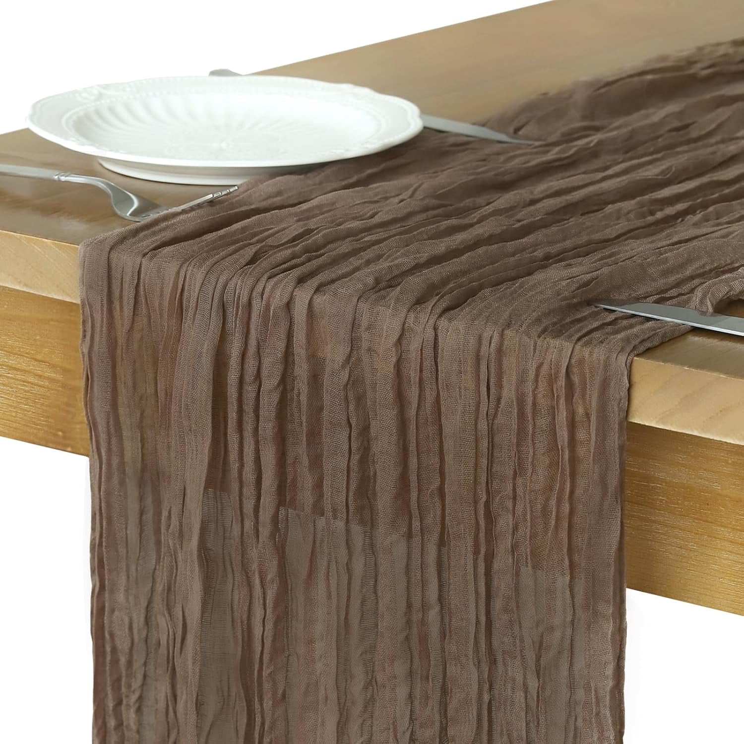 BESTKITTY eesecloth Table Runner, 10FT Rust Gauze Table Runner 35*120in ...