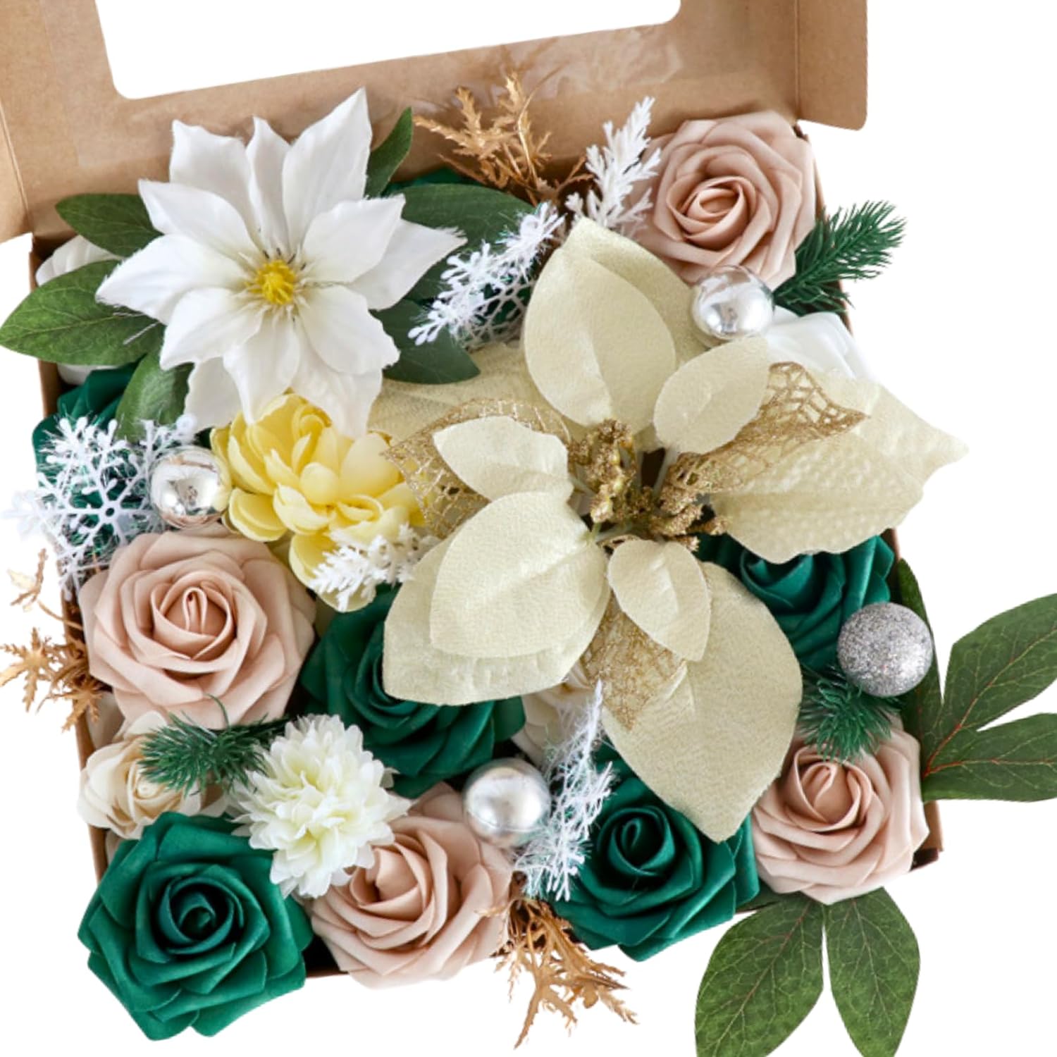 BESTKITTY ias Arti Greenery Combo Box Set, Silk Rose Fake Flower for DIY Wedding Bridal Bouquet ...