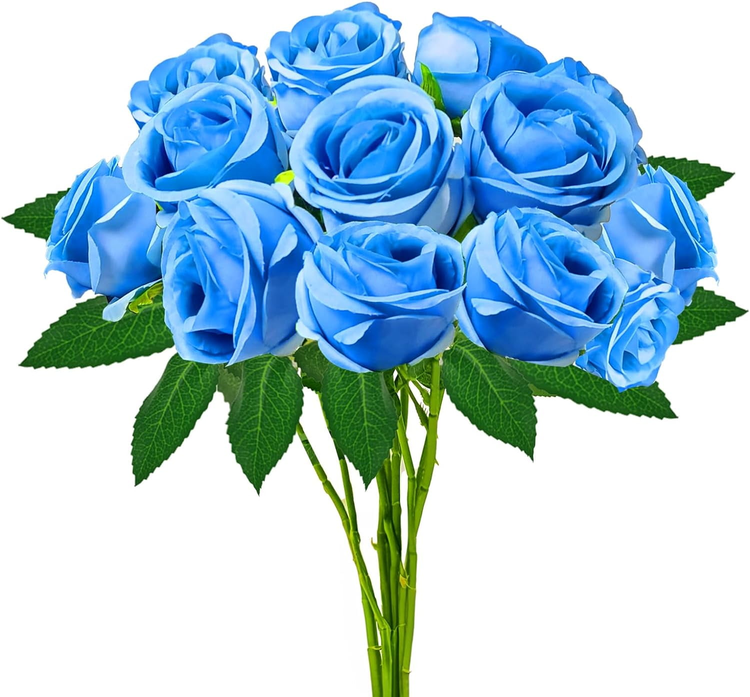 BESTKITTY ias Blue Artiial Roses with Long Stems, 12Pcs Realist Roses ...