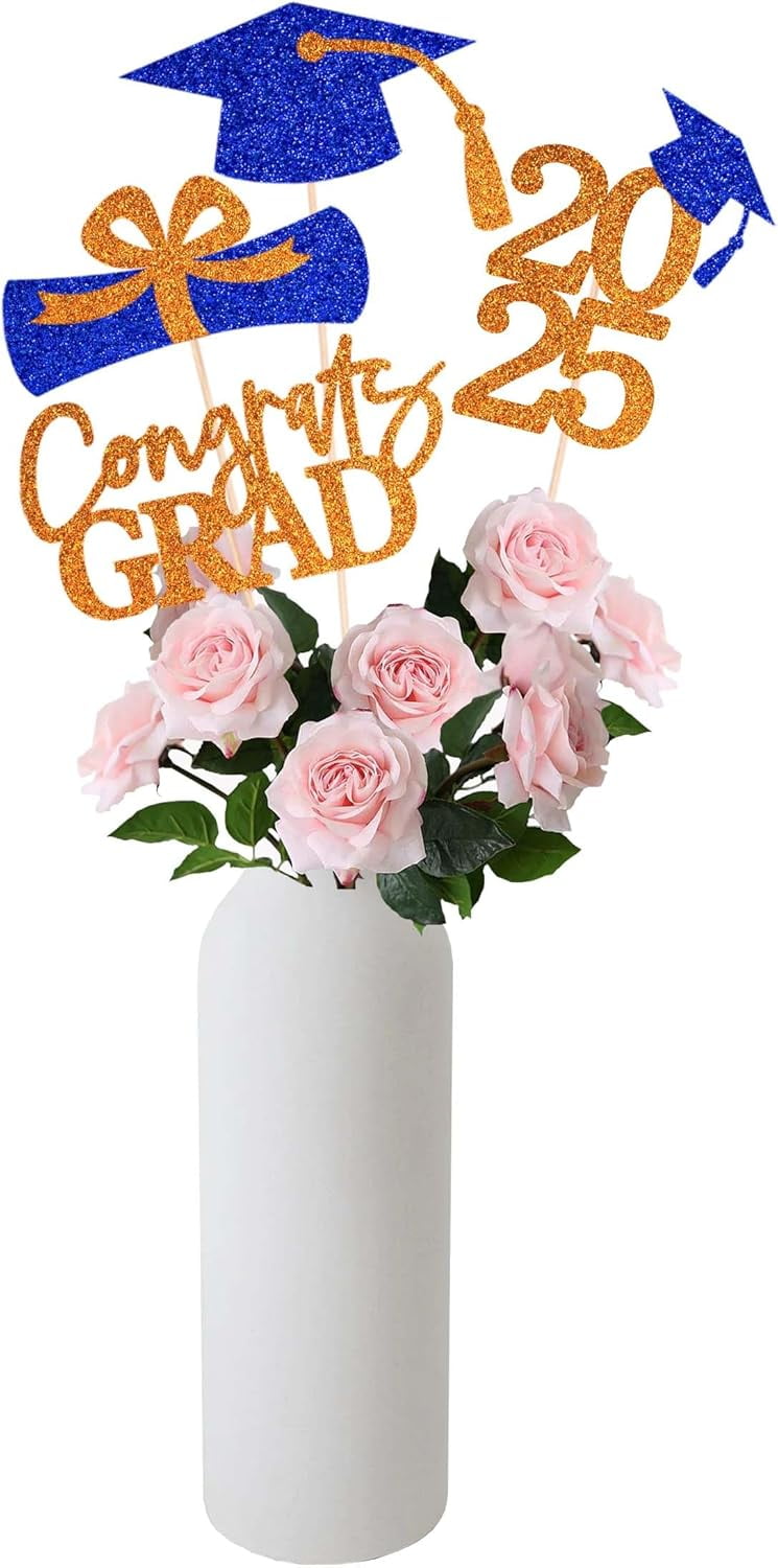 BESTKITTY olenu 16 PCS Orange and Blue Double-Sided 2025 Graduation ...