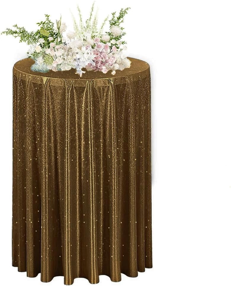 BESTKITTY table Bla&Gold Sequin Tablecloth for Parties 60 In Round- le ...