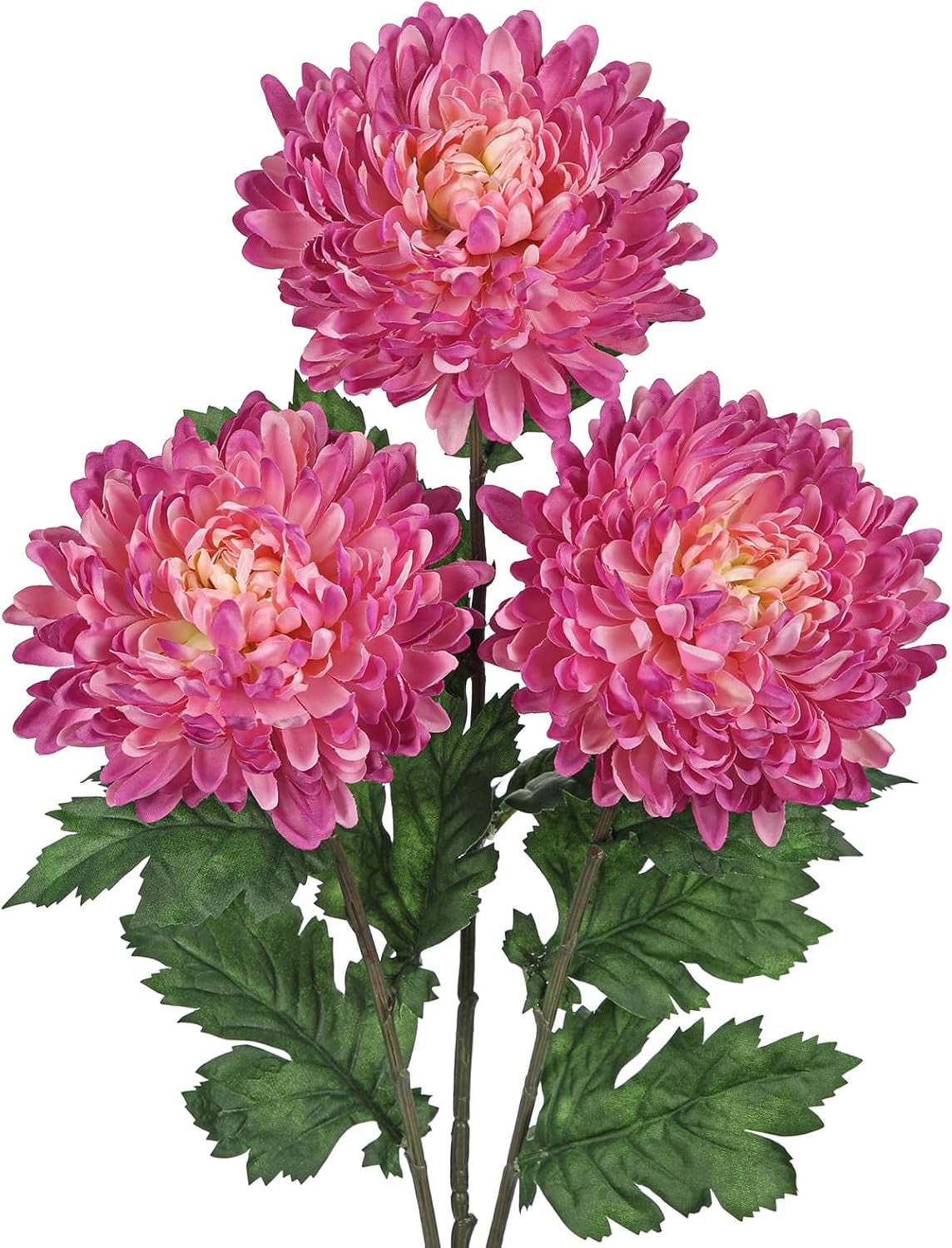 BESTKITTY3Pcs Fake Mums Flowers Pink Artiial ysanthemum Flowers Silk 30 ...