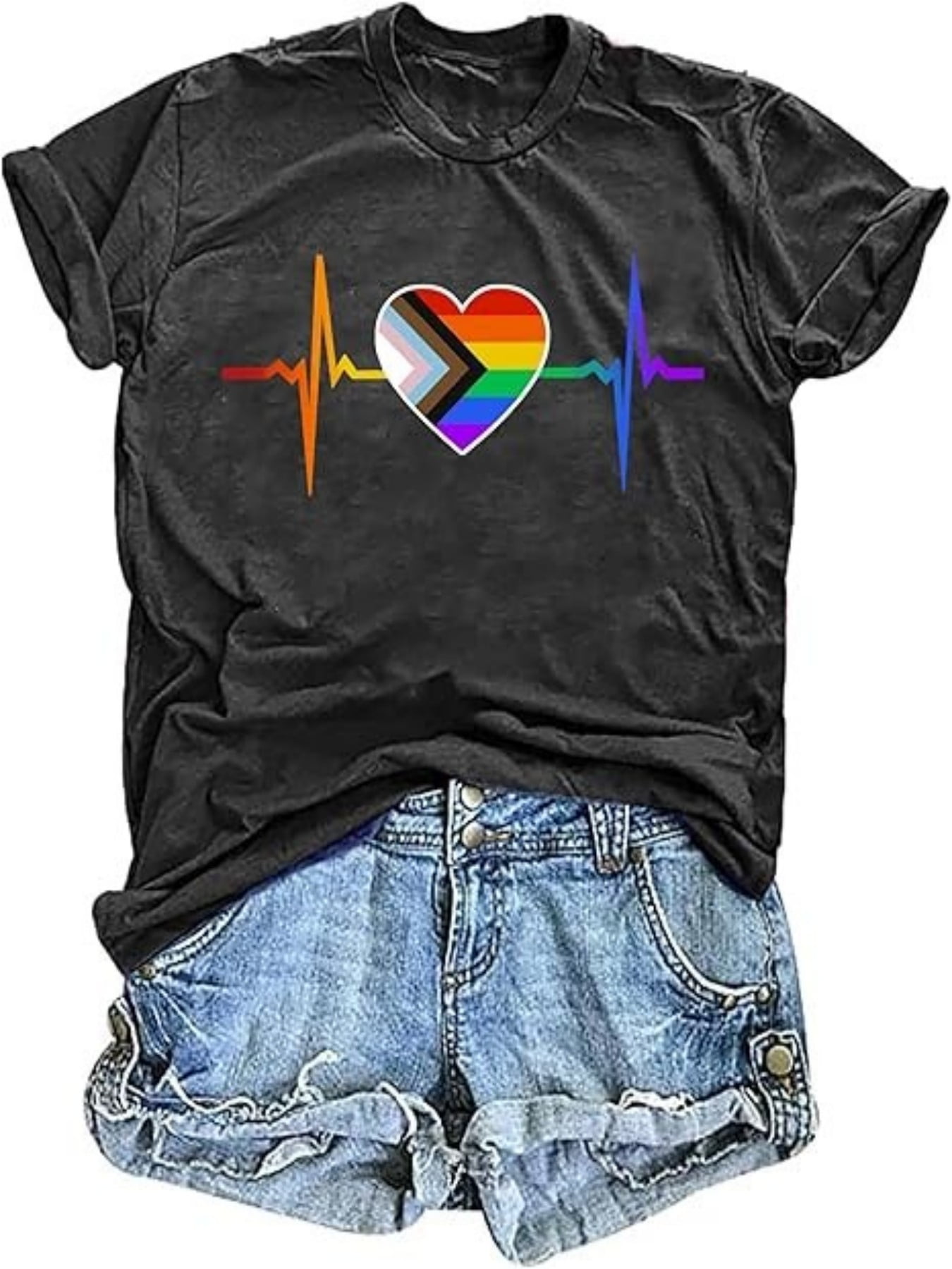BESTLUCKY Casual Short Sleeve Tops - Women's Pride Shirts with Rainbows ...