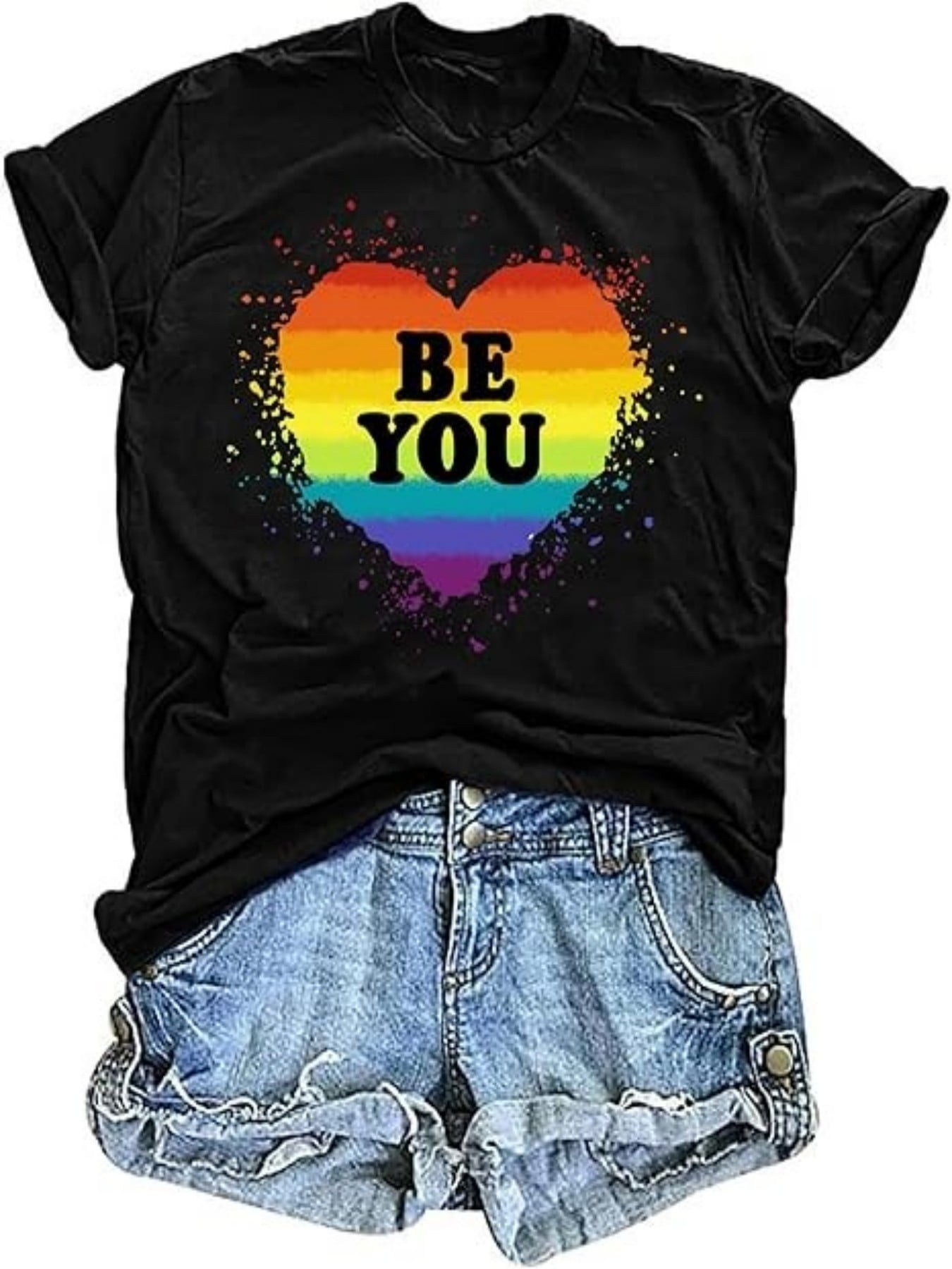 BESTLUCKY Rainbow Shirt Women Pride Shirt Rainbow Graphic Tees Shirts ...