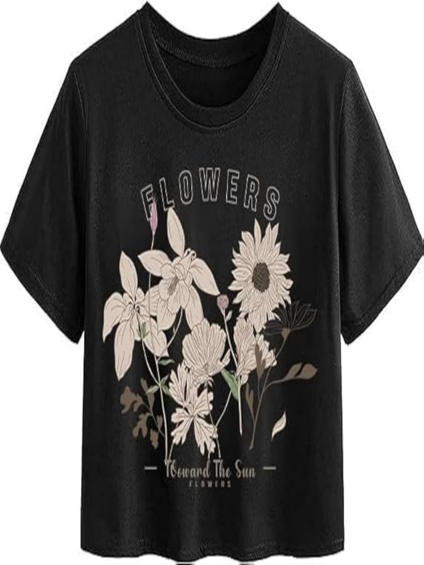 BESTLUCKY Women Graphic Oversized Ripped Boxy Tee Shirt Distressed ...