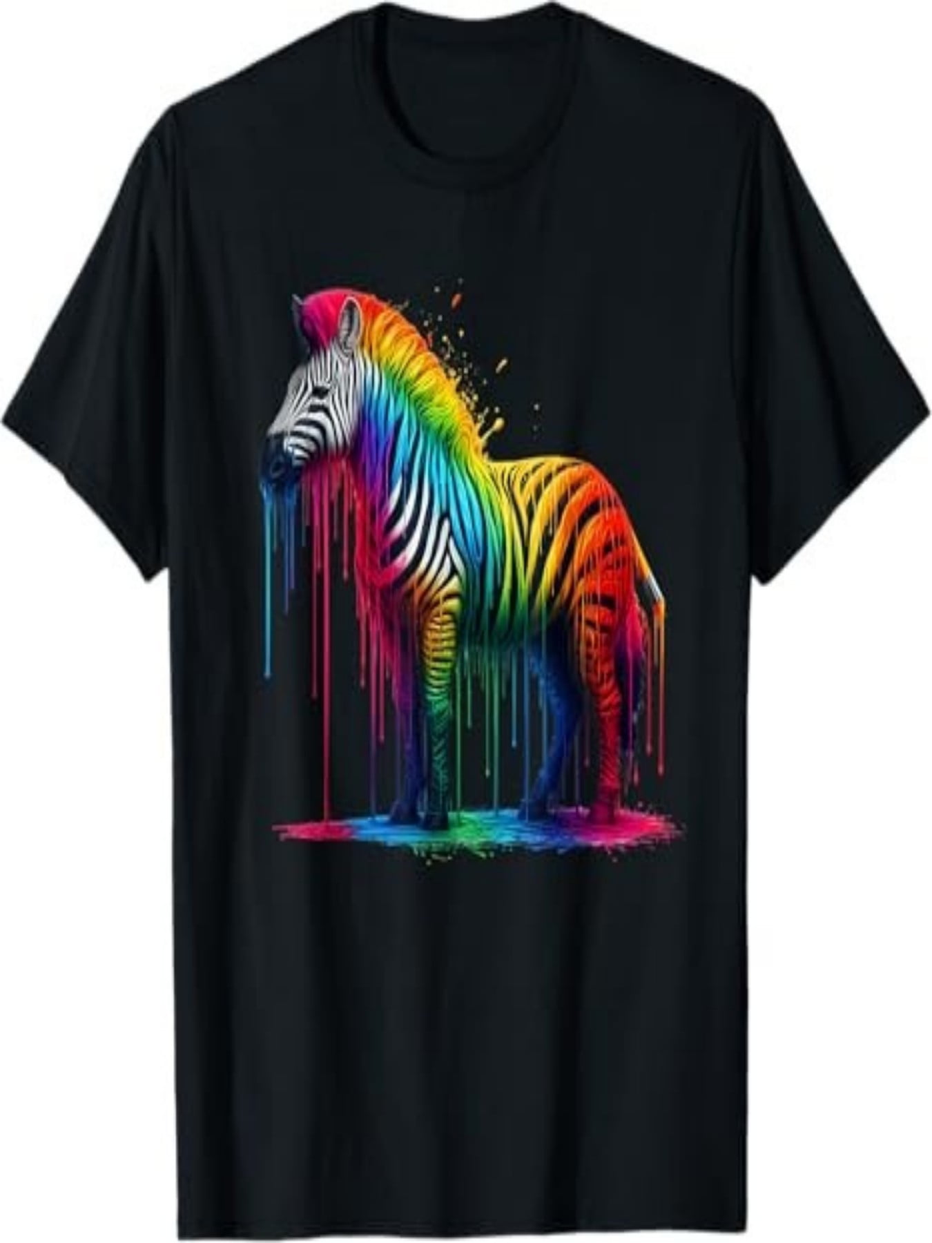 BESTLUCKY Zebra Rainbow Painted Dripping Zebra Lovers Cute Zoo Animal T ...
