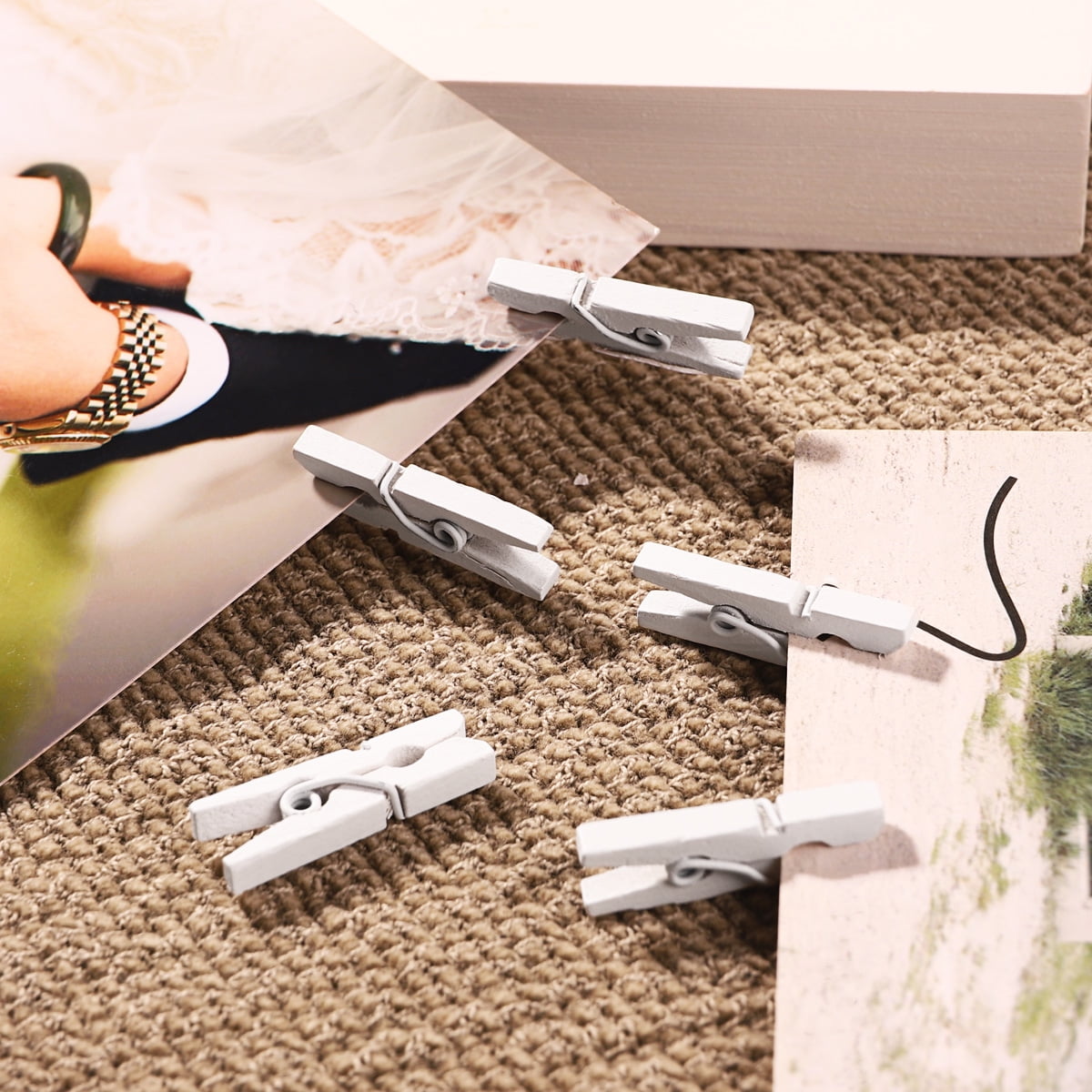 BESTOMZ 100pcs White Mini 2.5cm Wooden Utility Versatile Paper Clips ...