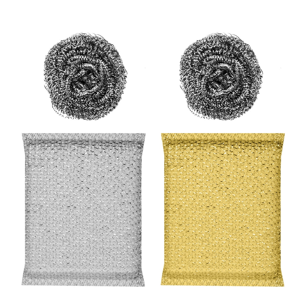 BESTOMZ 2 Sponges 2 Steel Wools Pan Pot Brush Dish Washing Sponge Scrub ...