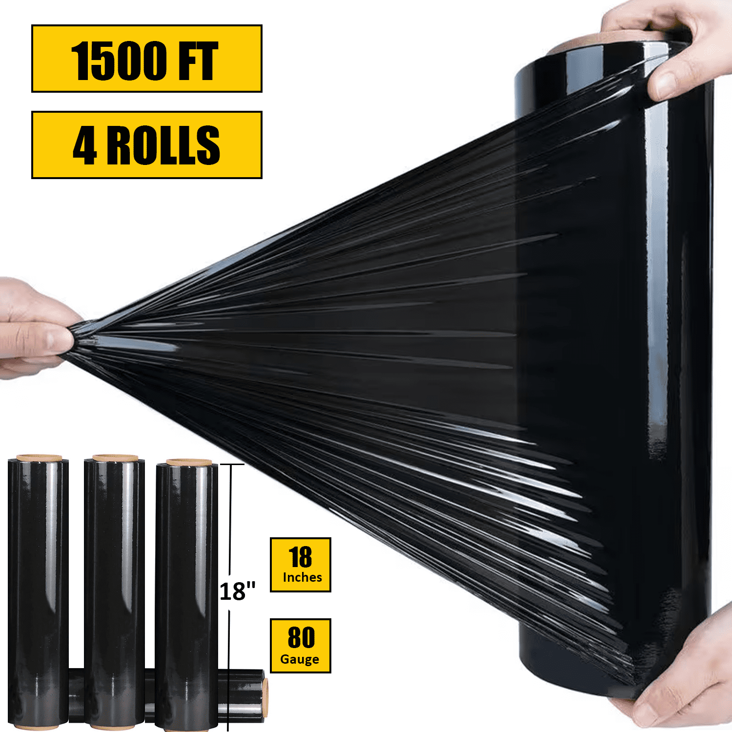 BESTONE Stretch Wrap, 1500 FT x 18" x 80 Gauge Heavy Duty Stretch Film ...