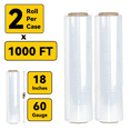 BESTONE Stretch Wrap, 18 inch x 1000ft Plastic Wrap, 60 Gauge Thickness ...
