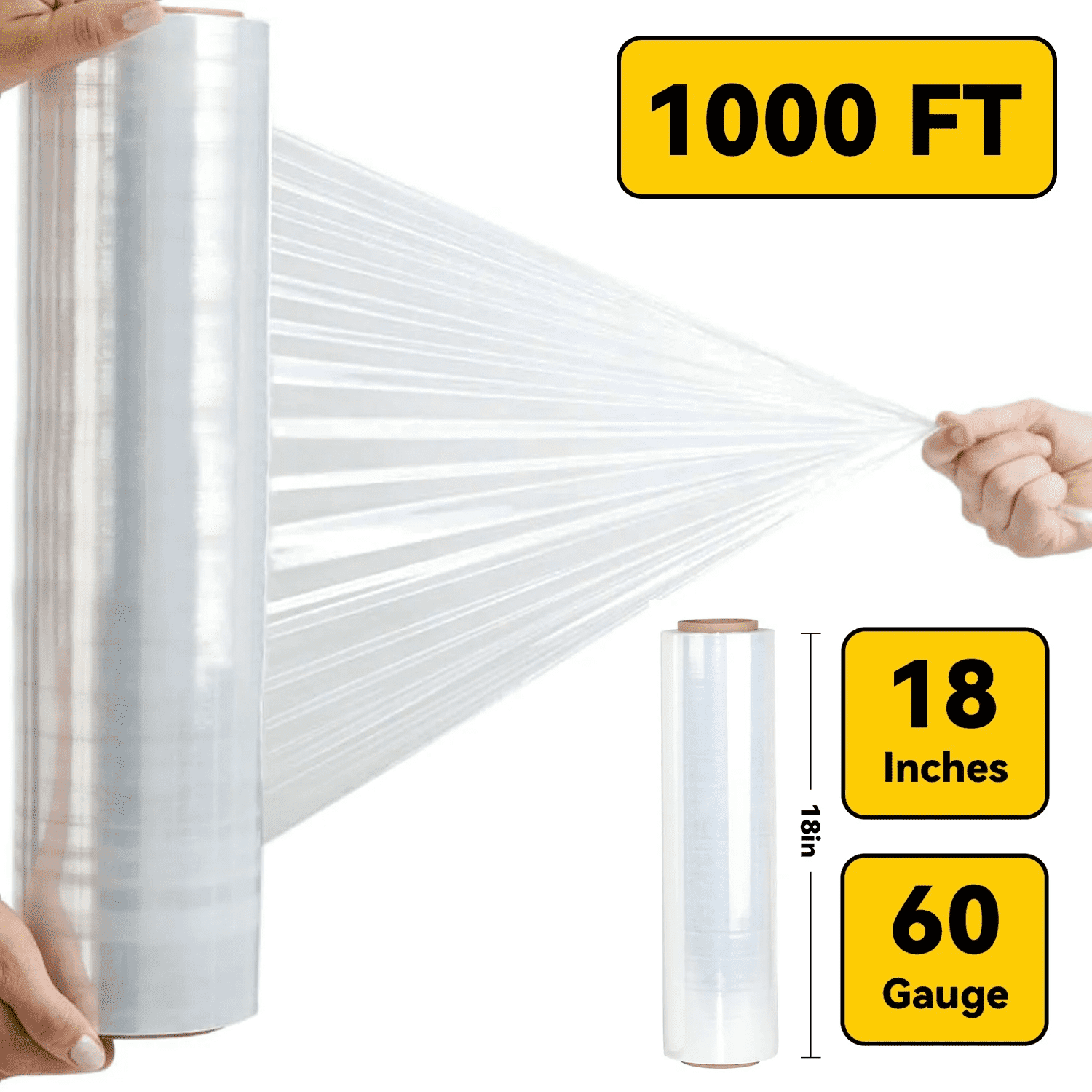 BESTONE Stretch Wrap Stretch Film Roll Heavy Duty Plastic 1000ft Shrink ...