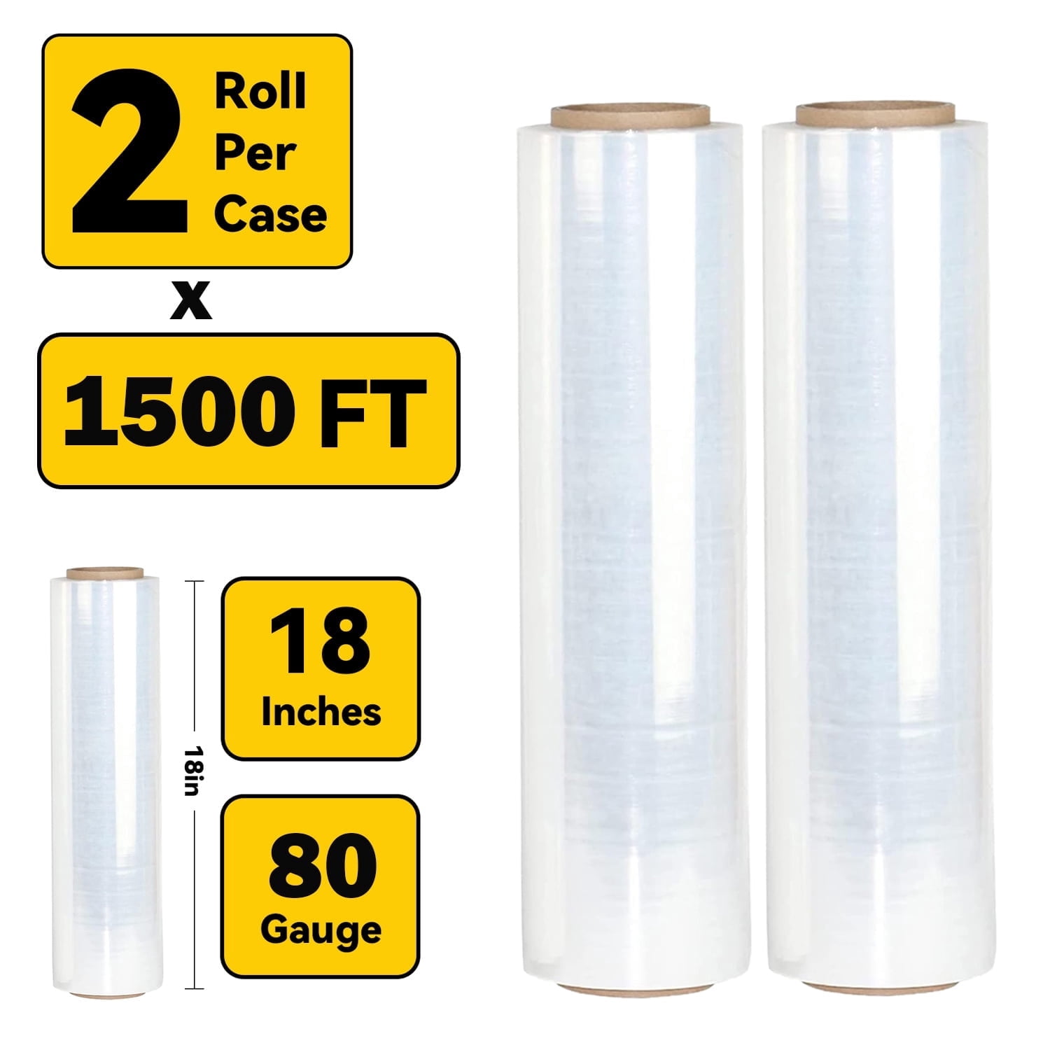 BESTONE Stretch Wrap Stretch Film Roll Heavy Duty Plastic 1500ft Shrink ...
