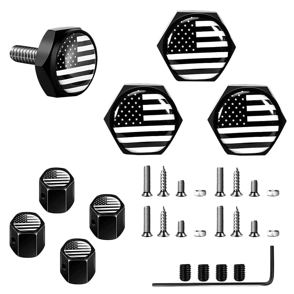 BESTONZON 1 Set Screw Bolt Caps Set American Flag License Plate Bolts ...