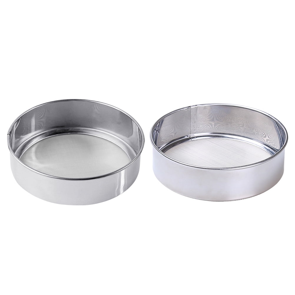 BESTONZON 2pcs Fine Stainless Steel Flour Sifters Round Mesh Sieves ...