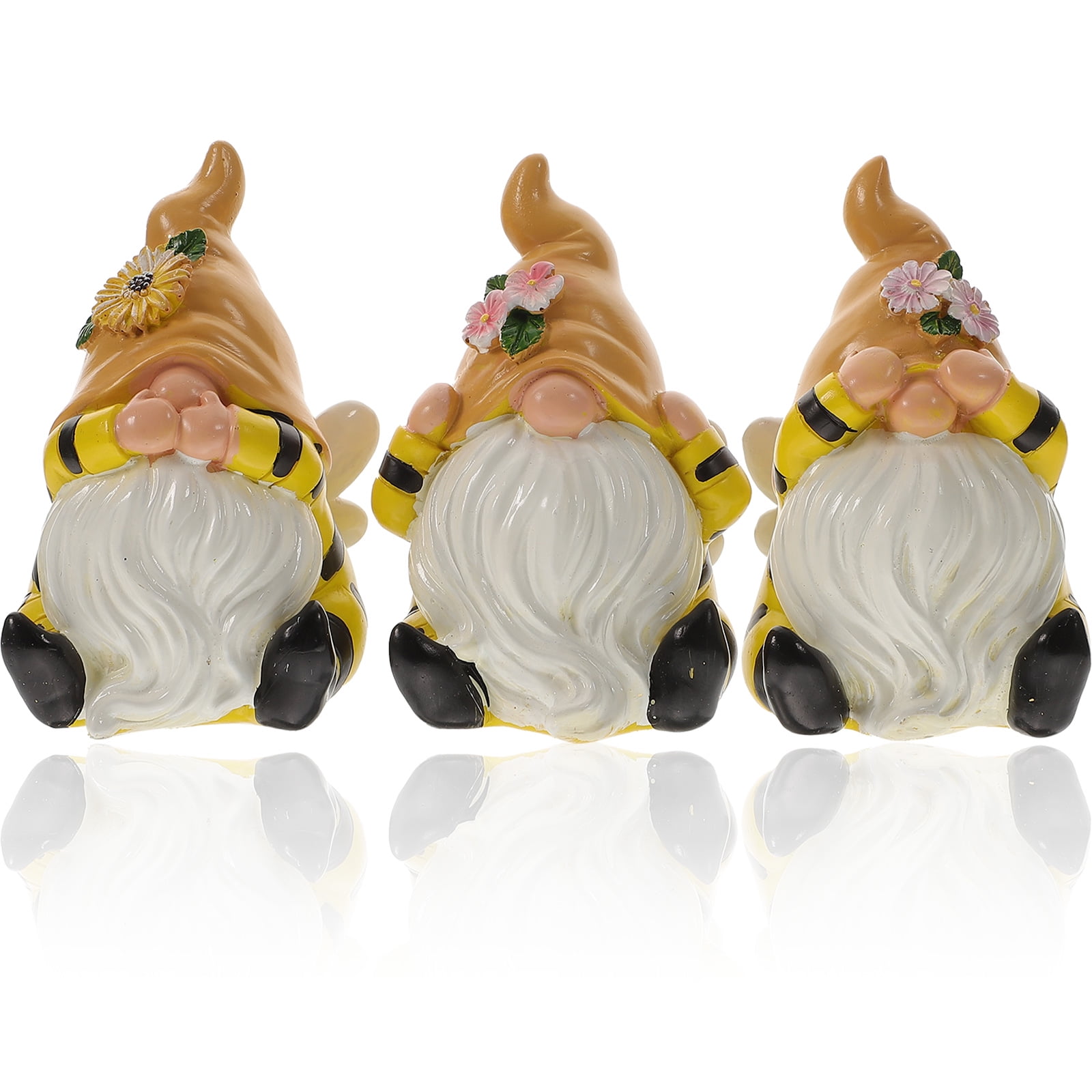 BESTONZON 3Pcs Garden Gnome Statue Bee Gnome White Beard Figurine ...