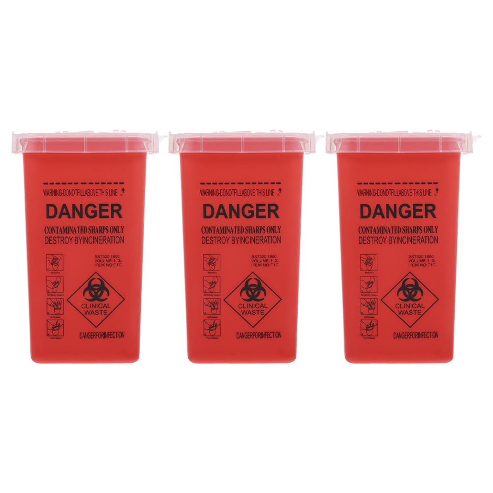 BESTONZON Travel Size Sharps Container Red PP 3Pcs Flip Open Lid ...