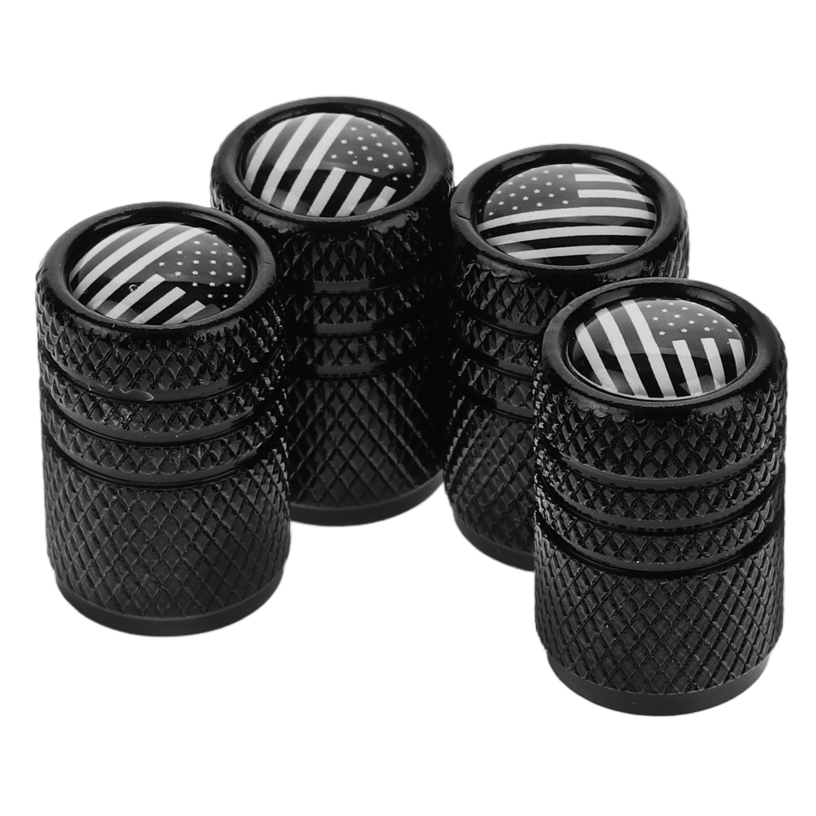 BESTONZON 4Pcs Car Tire Valve Stem Caps Aluminum Alloy Black Design ...