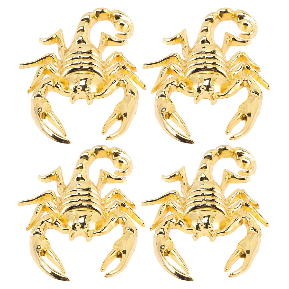 BESTONZON 4Pcs Golden Metal Scorpion Car Stickers Creative 3D Car Decal ...