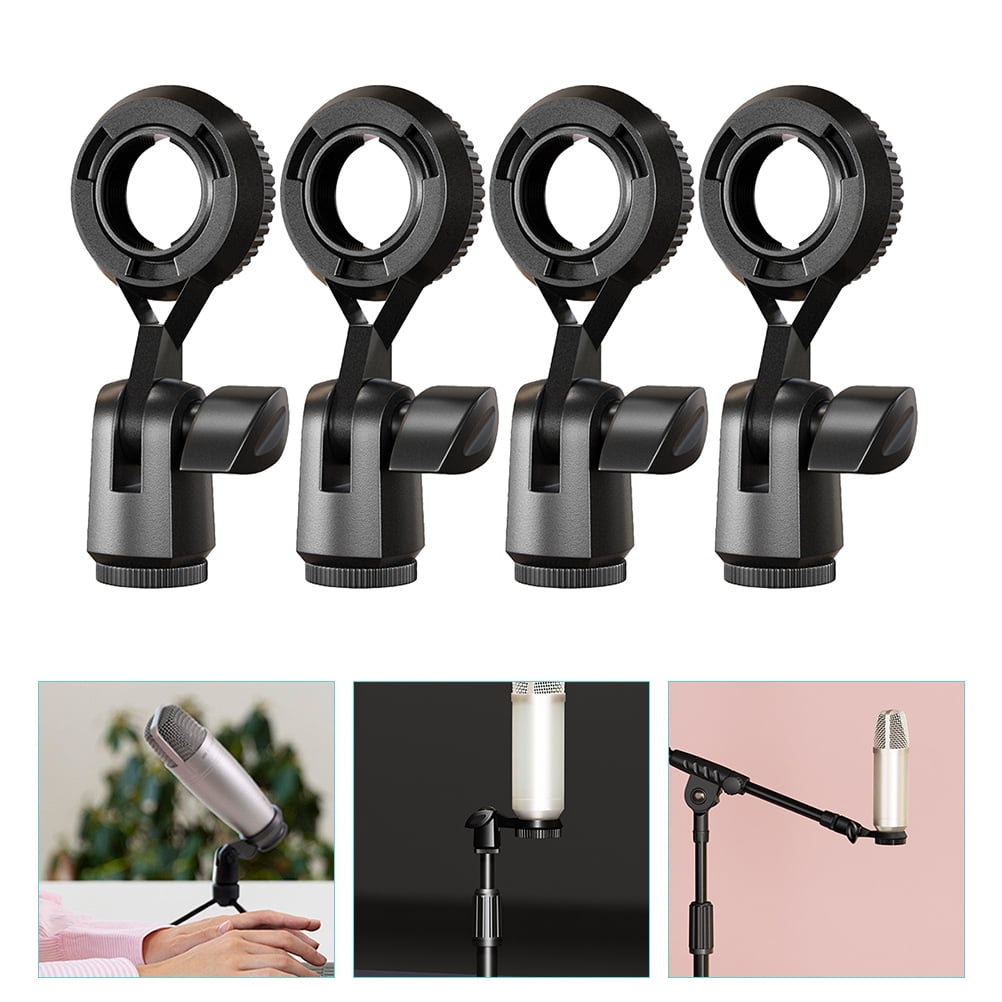 BESTONZON 4Pcs Microphone Mount Adjustable Angle Mic Clip Black Plastic ...