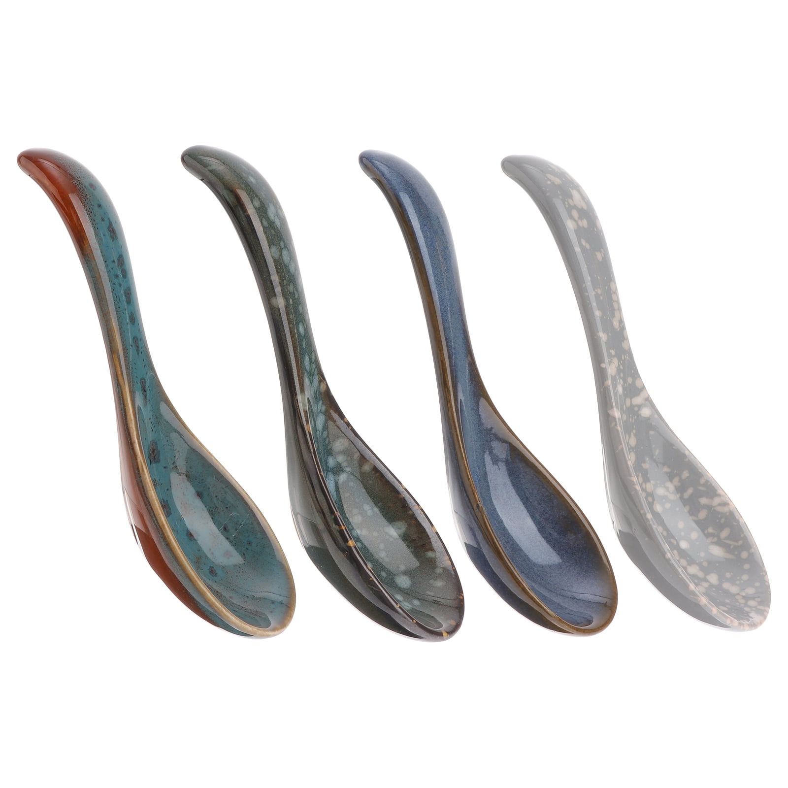 BESTONZON 4pcs Japanese Style Ceramic Rice Spoons Soup Spoons Home ...
