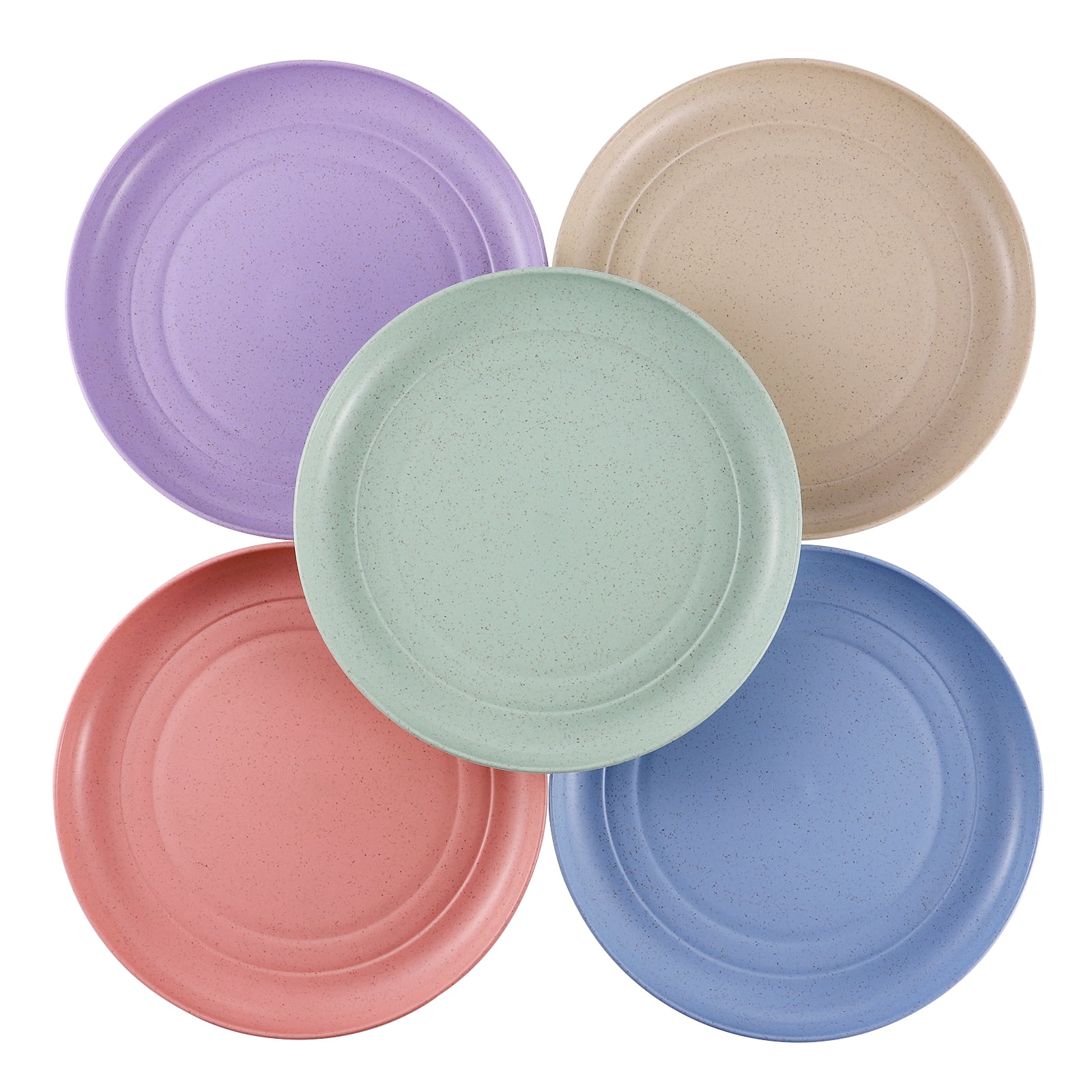 BESTONZON 5pcs Wheat Straw Plates Unbreakable Reusable Plate Dinner ...
