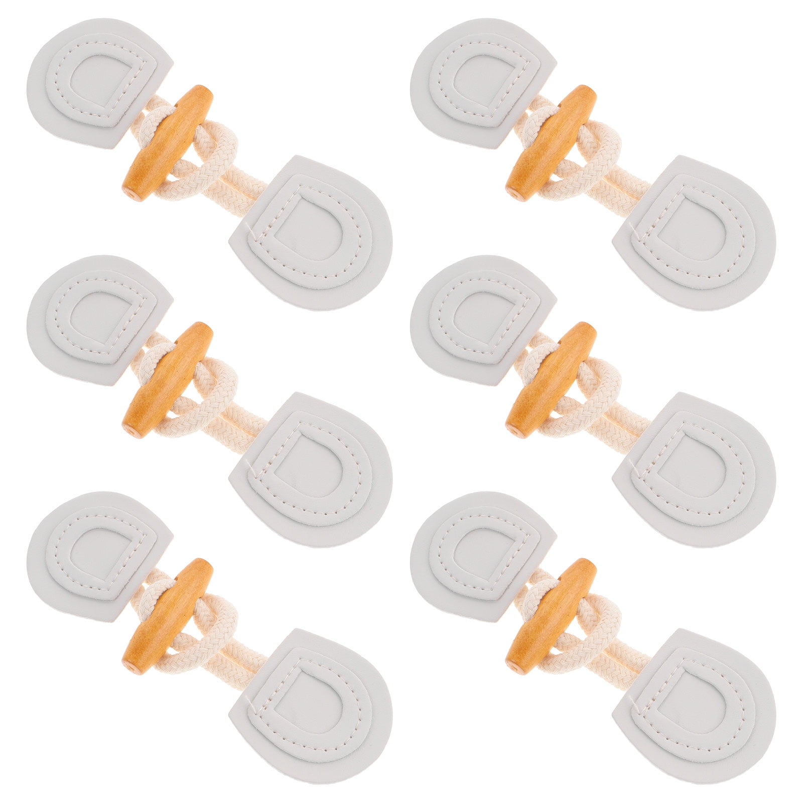 BESTONZON 6Pairs Coat Fastener Toggle Clasps Light Grey Wood for ...
