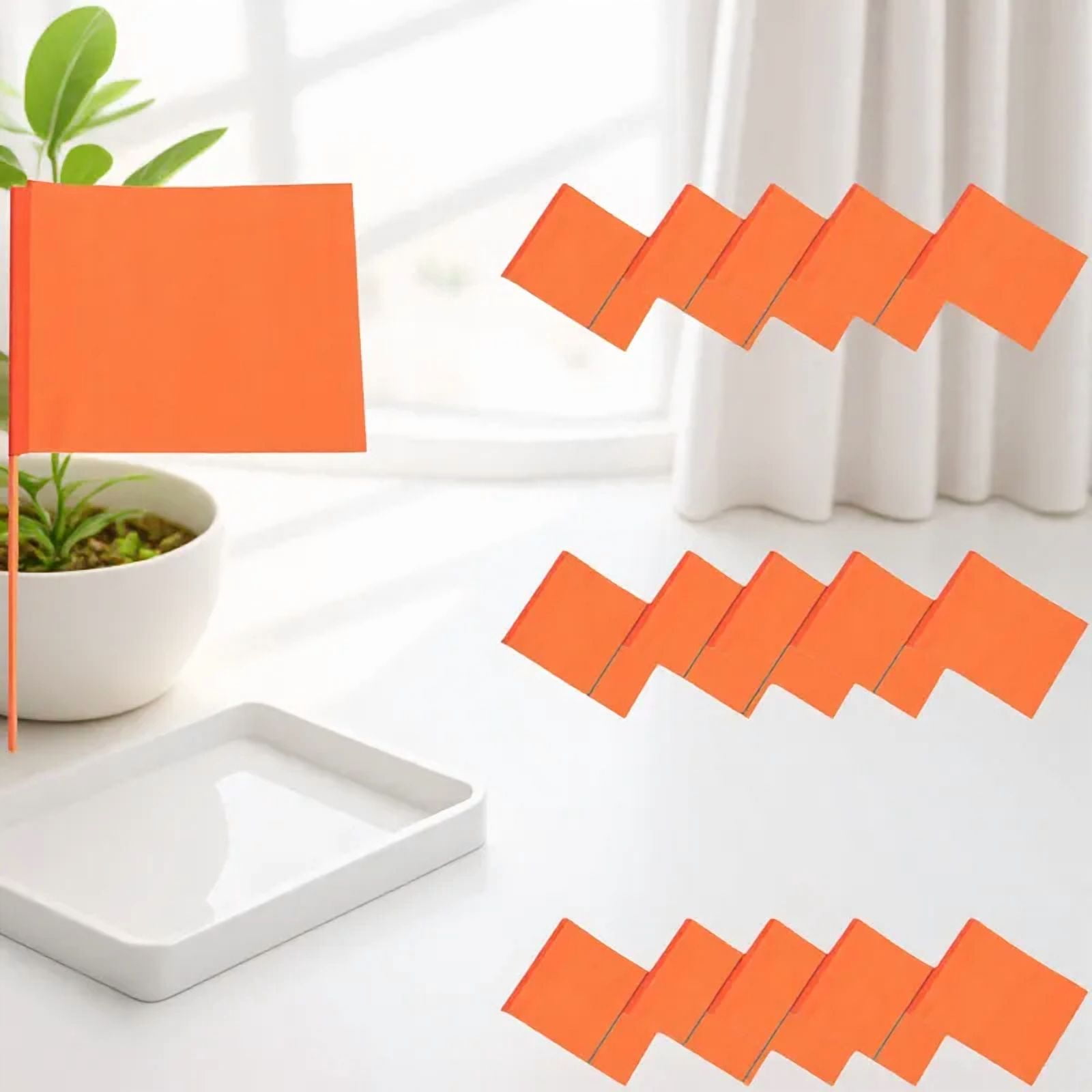 BESTONZON Garden Irrigation Flags Orange Sturdy Poles for Construction ...