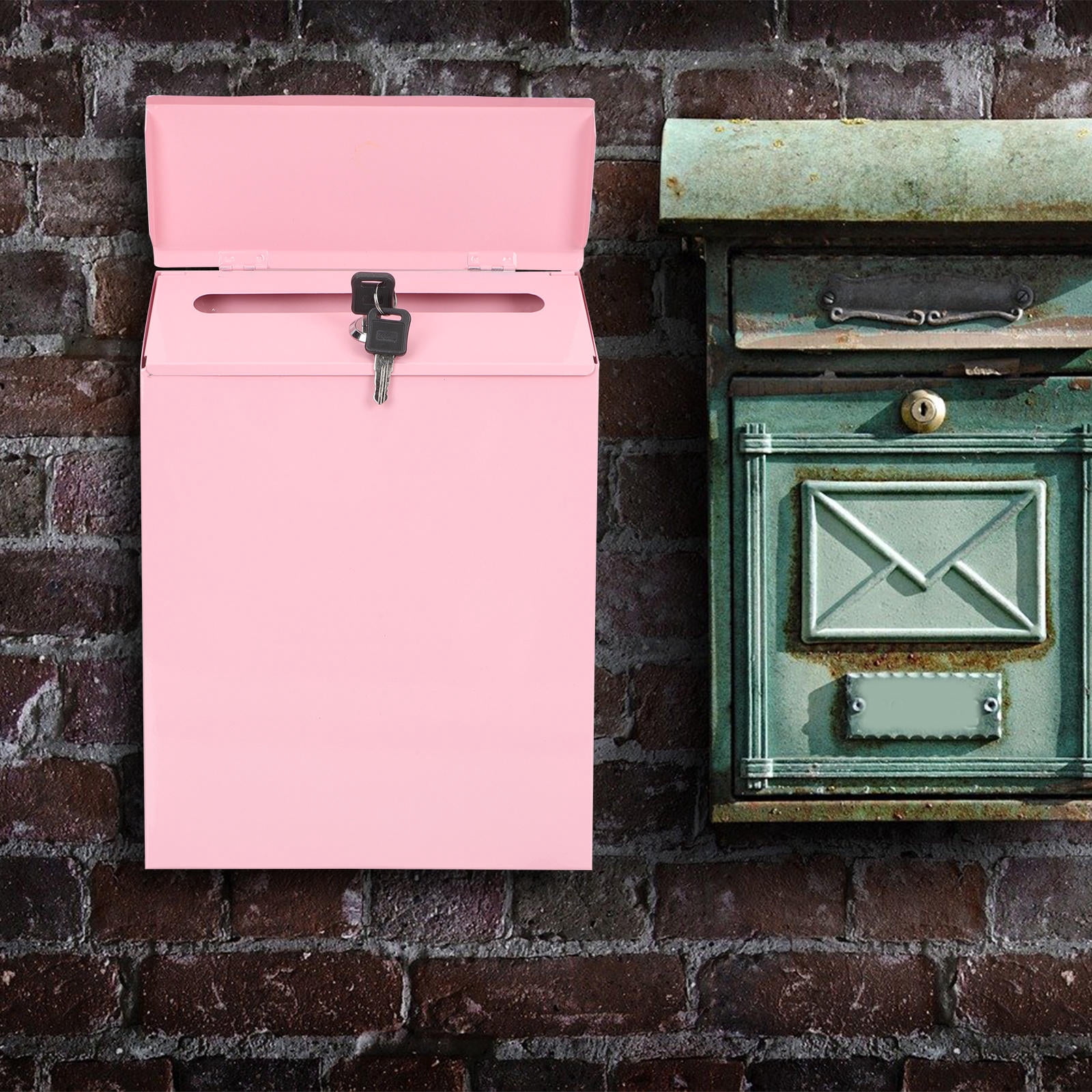 BESTONZON Wall Mounted Mailbox Iron Pink for Home Use 1Set - Walmart.com