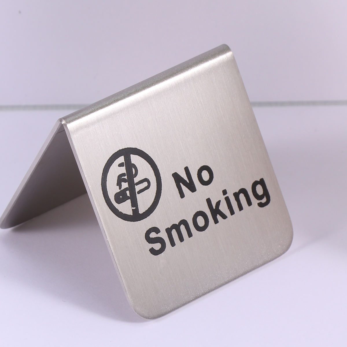 BESTONZON No Smoking Double Sided Table Tent Sign Board Stainless Steel ...