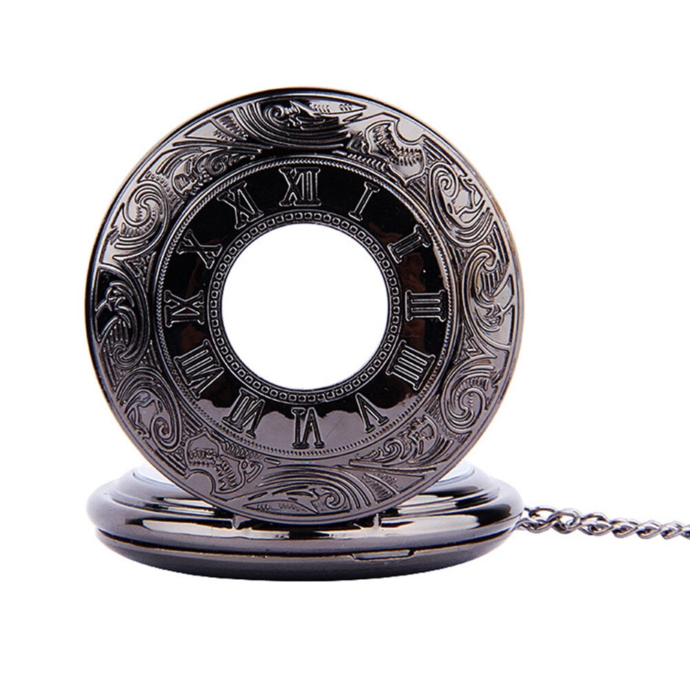 BESTONZON 1Pc Retro Classic Flip Pocket Watch Black Dual Display Dial ...