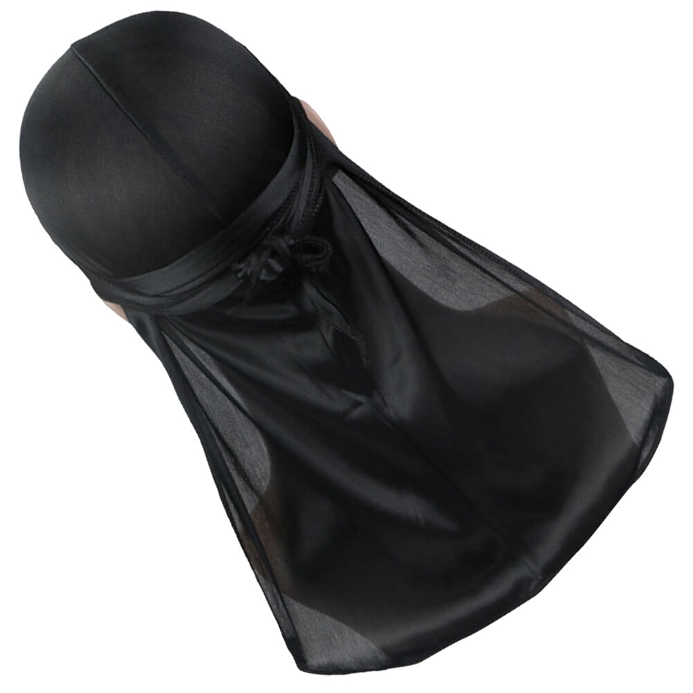 BESTONZON Silk Turban for Sleeping Long Tail Durag for Men Black 1Pack ...