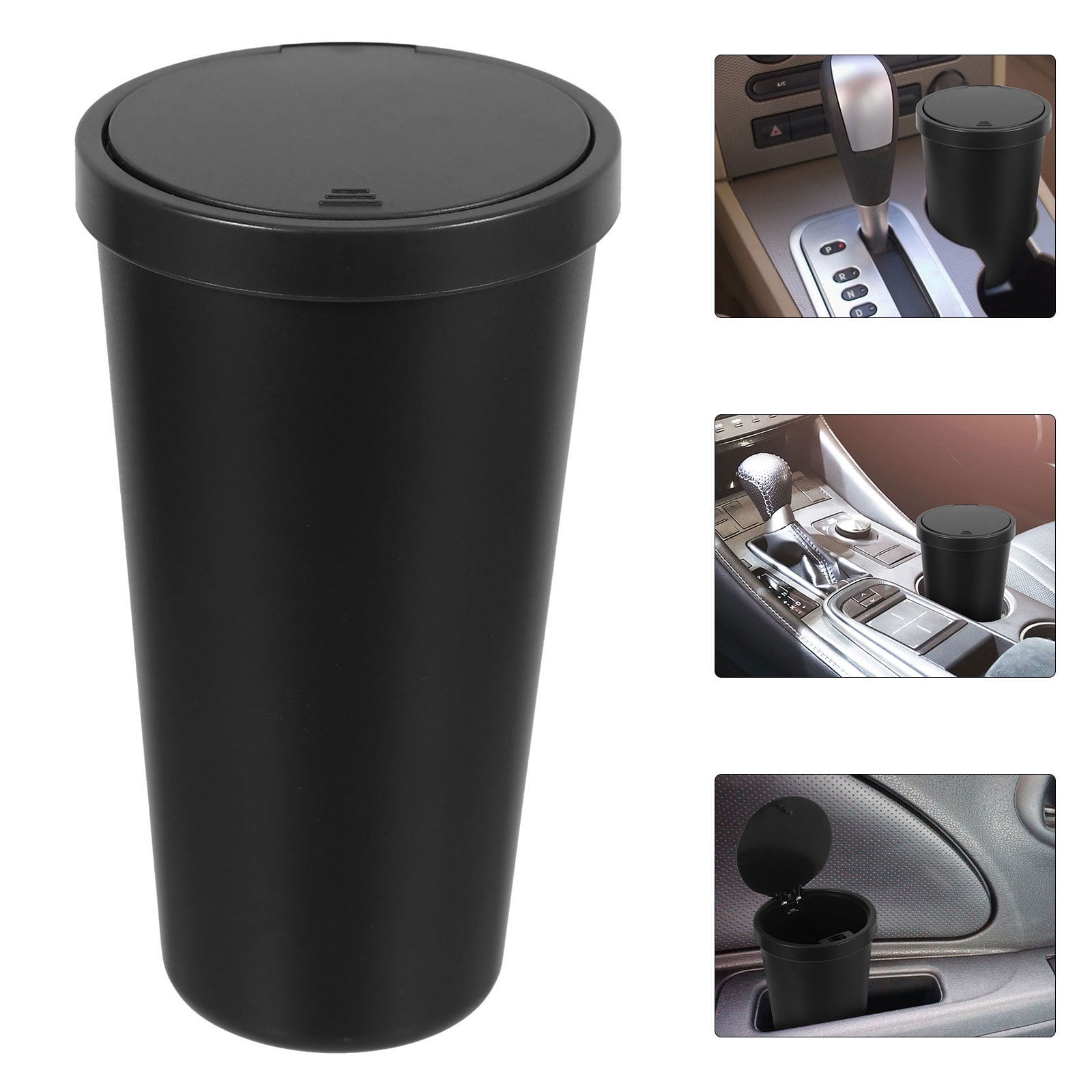 BESTONZON Car Trash Can with Lid Black Portable Garbage Bin for Vehicle ...